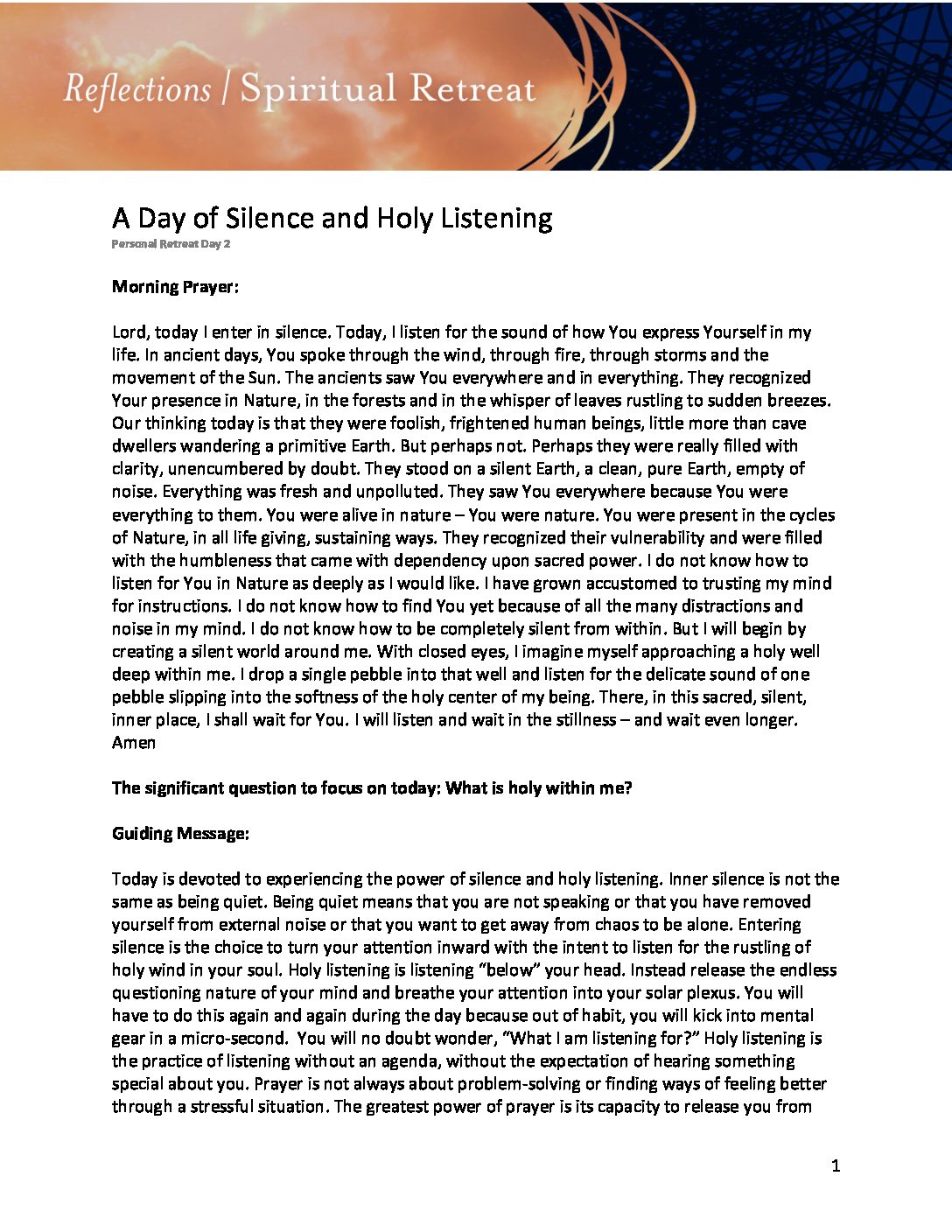 Spiritual-Retreat-Personal-Retreat-Day-2 - Caroline Myss